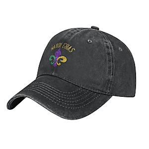 Cotton Baseball Cap Mardi-Gras-Fleur-De-Lis-Glitter Dad Hat Adjustable Polo Trucker Unisex Style Headwear Black