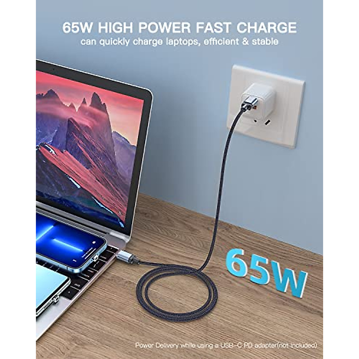 Kuulaa USB C to USB C Cable,USB C to Lightning Cable,2 Pack 65w Fast Charge Magnetic Charging Cable,Data Transfer Cable Compatible for iPhone/Samsung/Pixel/MacBook/Ipad Air/Pro(6ft/6ft)