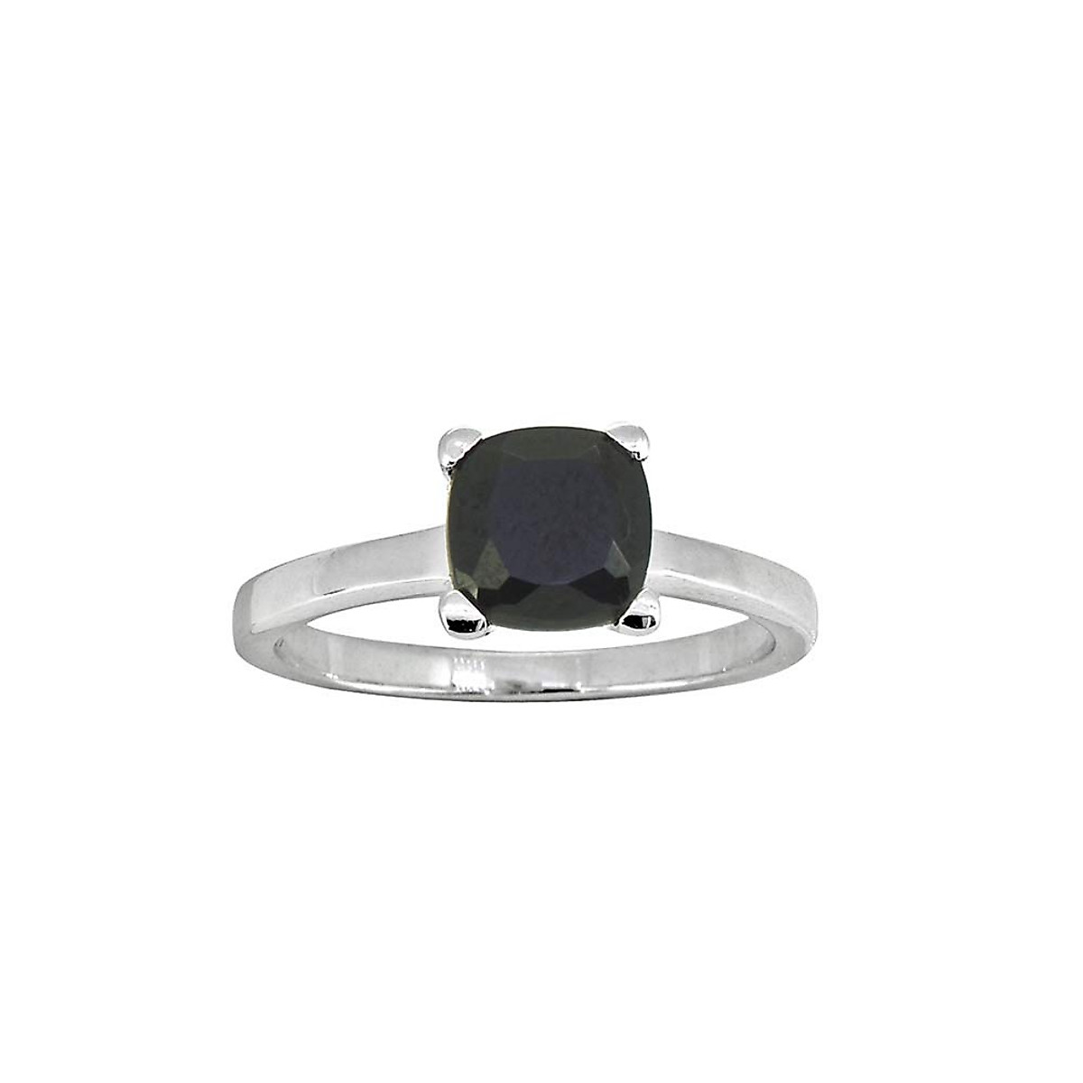 YoTreasure 1.82 ct Black Spinel Solid 925 Sterling Silver Solitaire Ring