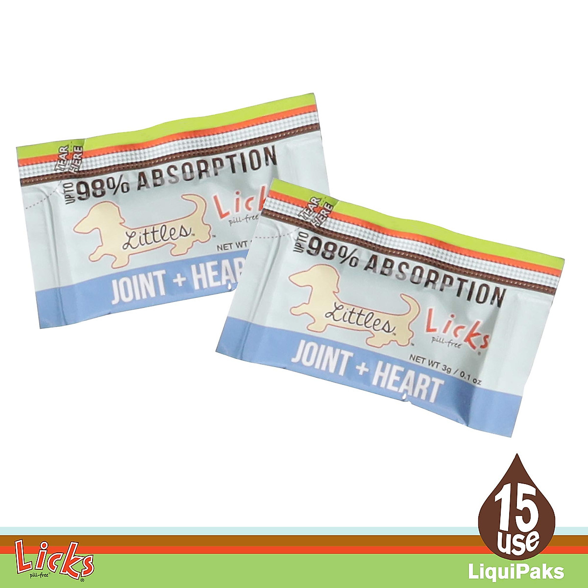 Licks Pill-Free Small Breed Dog Joint and Heart - Glucosamine & Omega 3 Fish Oil Supplement for Dogs - Inflammation Supplements for Joint Support - Gel Packets - 10 Use