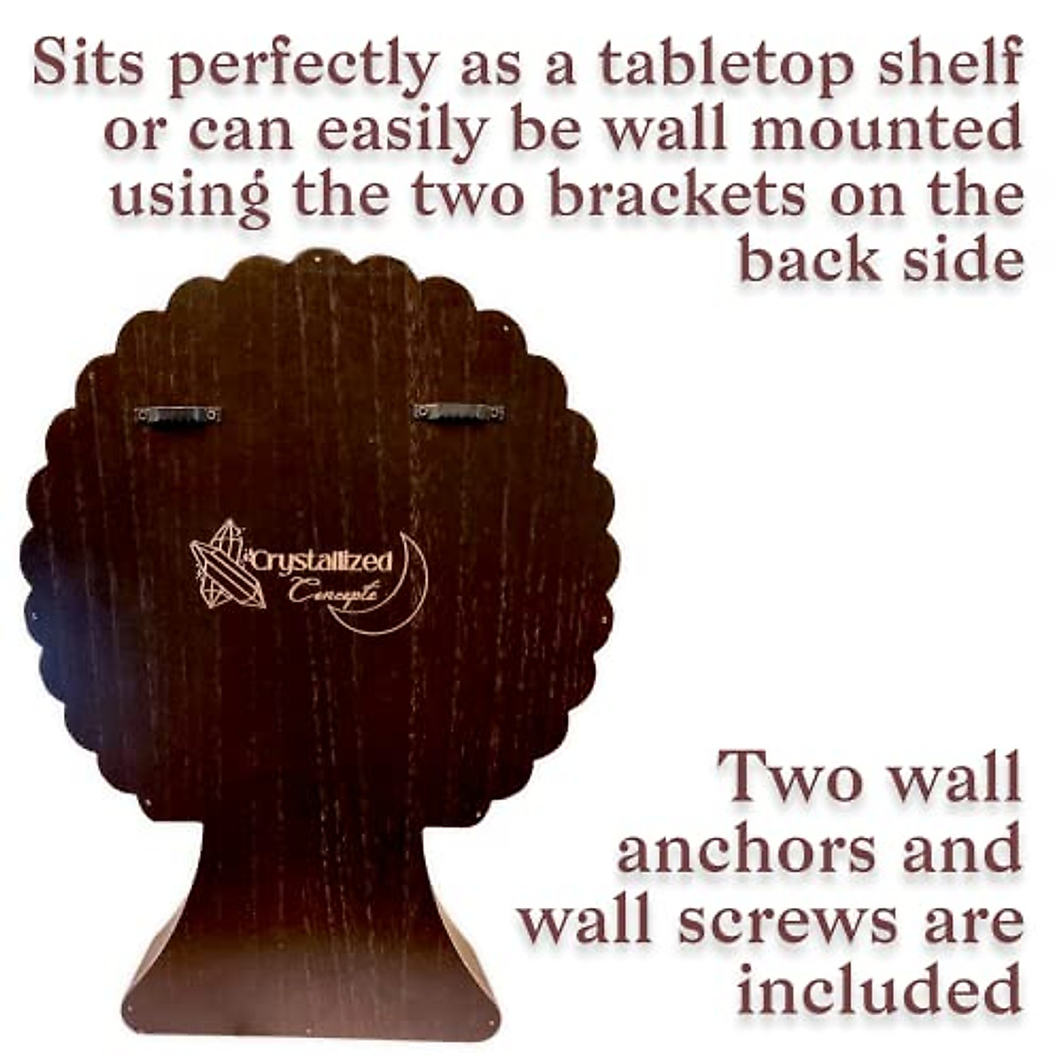 Crystallized Concepts Evil Eye Decor Tree Display Shelf for Crystals | Crystal Decor & Display Shelves | Moon Shelf | Crystal Holder | Moon Decor | Crystal Shelf | Boho Wall Decor for Essential Oils