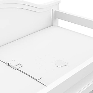 Graco Clara Changing Table (White) - GREENGUARD Gold Ceritifed, Includes Bonus Water-Resistant Changing Table Pad with Safety Strap, 2 Open Shelves