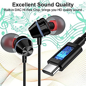 USB C Headphones with Mic for iPad Air 2024 Samsung S24 Ultra S23 S22 A55 A35 iPhone 15 Pro Max, USB Type C Wired Earbuds In-ear Headset for OnePlus Open 12 11 9 Galaxy Z Fold 5 Google Pixel 8 Pro 7 6