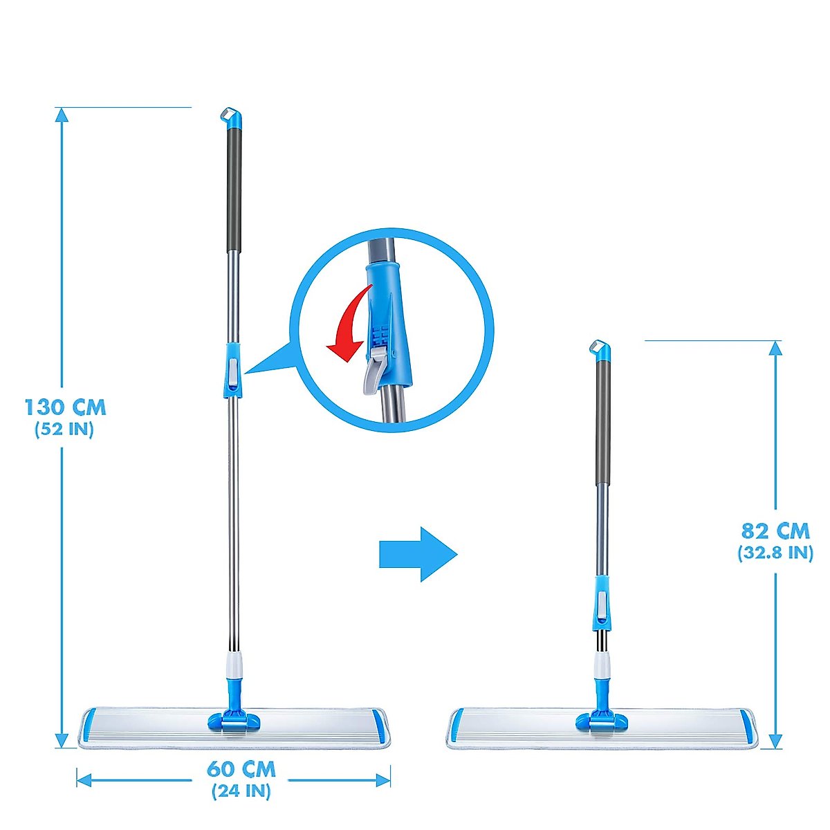 Masthome 24" Professional Flat Mop with 5 Reusable Mop Pads, Spin Mop and Bucket Set with 5 Mop Refills, Easywring Mop Bucket System for Floor Cleaning