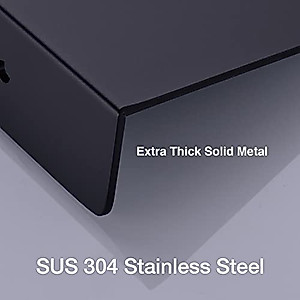 TRUSTMI Wall Mounted Bathroom Shelf, SUS 304 Stainless Steel Floating Storage Organizer, Kitchen Bedroom Flat Shelf, 20 inch by 4 inch, Matte Black