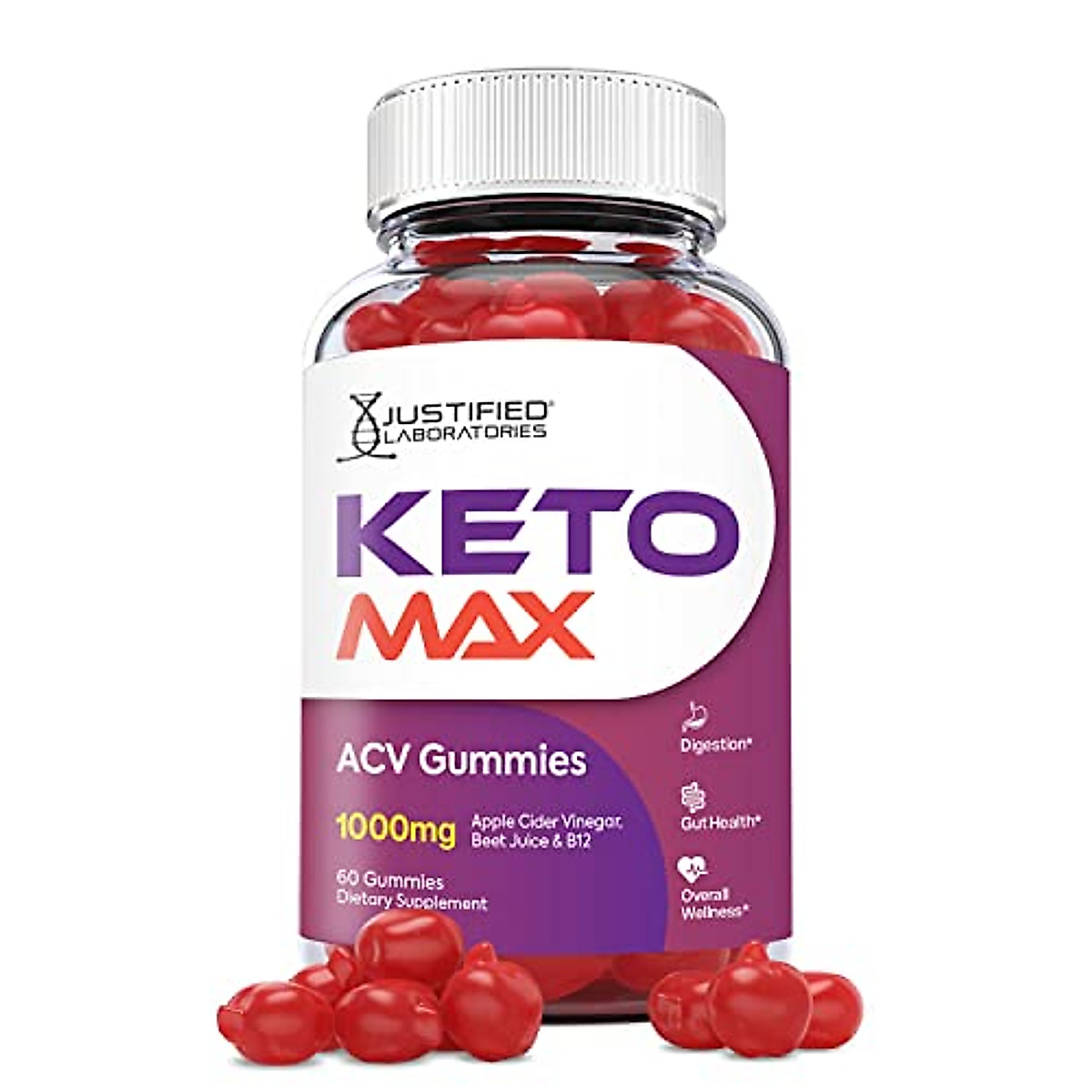 Justified Laboratories Keto Max ACV Gummies 1000MG with Pomegranate Juice Beet Root B12 60 Gummys