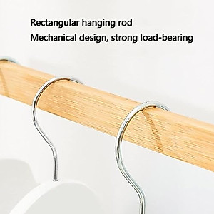 REROM Free Standing Coat Rack On Wheels,Bamboo Clothes Rails Garment Rails For Dress Pants Shoes Hats Easy Assembly Bedroom Floor Standing Garment Rack (Color : Log color, Size : 60cm)