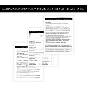 Scalp Micropigmentation Client Intake Forms: Intake,Consent,Consultation and Aftercare Forms | 75pk 25 of Each | for PMU Scalp Tattoo Professional Pigmentation 8.5 x 11” in Forms, Black and White