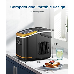 Ice Makers Countertop, Portable Ice Machine with Carry Handle, 26.5lbs/24Hrs, 6Mins/9 Ice Cubes, Self-Cleaning Countertop Ice Maker with Ice Basket/Scoop,for Home Bar Camping RV(Black)