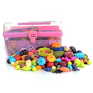 GILI Pop Beads - Jewelry Making Kit for 3 4 5 6 7 8 Year Old Little Girls - Arts and Crafts Toys for Kids Age 4yr-8yr - Necklace Bracelet Creativity Snap Set Top Best Christmas Birthday Gifts (500pcs)