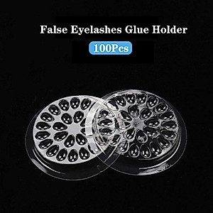 Kukiwhy 100 Pcs Eyelash Glue Holder False Eyelashes Glue Holder Eyelash Extension Glue Holder Pallet Pads