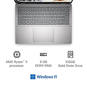 Dell Inspiron 14 Inch 5425 Small Thin Lightweight Laptop - 16:10 FHD+ 1920 x 1200p, AMD Ryzen 5 5625U, 8GB Memory, 512GB SSD, AMD Radeon Graphics, MediaTek Wi-Fi 6, Windows 11 - Platinum Silver