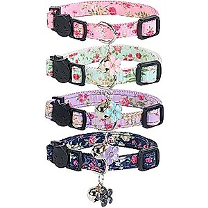 NISYYE Breakaway Cat Collar with Bell, 4 Pack Safety Adjustable Cat Collars Set