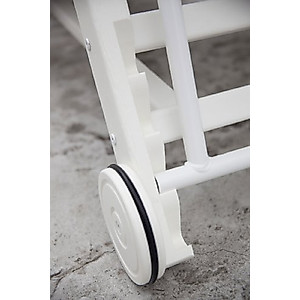 POLYWOOD NCW2280WH Nautical Outdoor Arms and Wheels, Stackable Lounge, White Chaise
