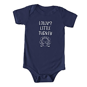 Lolly's Little Turkey Color Infant Bodysuit, Fall Baby Shower Newborn Gift, Pregnancy Reveal Onesie Present, Thanksgiving, Unisex (6M, Short Sleeve, Yellow)