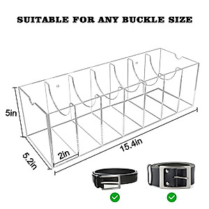 weddingwish Belt Organizer, Acrylic Belt Storage Organizer for Closet, 7 Compartments Clear Belt Holder with Dust Cover, Belt Display Case Hanger for Drawer Tie and Bow Tie