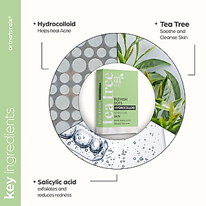 Artnaturals Acne Pimple Patches (144 Pack) Hydrocolloid Acne Patches with Tea Tree Treatment for Zits and Breakouts, Spots and Dots Stickers for Face and Skin