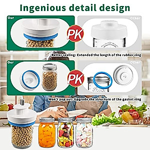 Mason Jar Sealer kit for FoodSaver Vacuum Sealer, Regular and Wide Mouth Mason Jar Vacuum Sealer Kit with Accessory Hose, Jar Sealer Attachment Compatible with All FoodSaver Vacuum Sealers