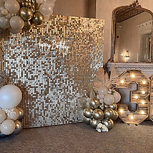 Shimmer Wall Sequin Backdrop (12Pcs), Square Panels Decoration for Wedding, Events, Advertising Sign and Photography Background. (Silver)