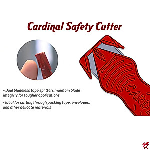 Cardinal Cutter Safety Box Cutter, Cardboard, Shrink Wrap, Plastic Banding & Packaging, Film, Seatbelts, Twine, Bags, Zip Ties - Made In USA - Carbon Steel Blade - Disposable/Recyclable (5, Yellow)