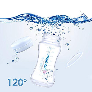 Maymom Wide-Mouth Milk Storage Collection Bottle with Travel Cap and Sealing Ring ; Can Replace Spectra S1 S2 Avent Natural Avent Classic Bottles, Motif Luna, Twist Bottles, Ameda MYA Bottle; 4pc