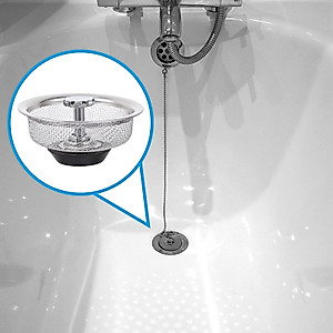 Veemoon 2pcs Filter Sink Drain Strainer Bathtub Drain Strainer Metal Strainer Tub Drain Stopper Tub Drain Plug Sink Strainer Stopper Food Stainless Steel Anti-Clogging Floor Drain