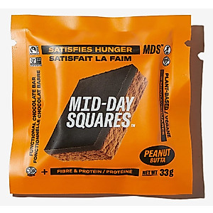 Mid-Day Squares Peanut Butta Protein Chocolate Bars, 1.16 Oz each, 2 Packs (24 Squares) | Made with Real Chocolate, 6g Plant Protein, 4g Fiber, Gluten Free, Certified Vegan