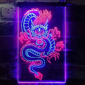 ADVPRO Chinese Dragon Room Display Dual Color LED Neon Sign Blue & Red 12" x 16" st6s34-i3225-br