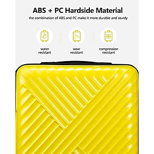 SunnyTour Luggage Sets Expandable ABS + PC Hardside Spinner Suitcase Sets 3 Piece with TSA Lock Double Wheels, Yellow