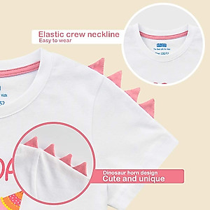 AMZTM 3rd Birthday Girl T-Shirt Dinosaur Party B-Day Themed Tee Gift for Toddler (US, Age, 3 Years, White)