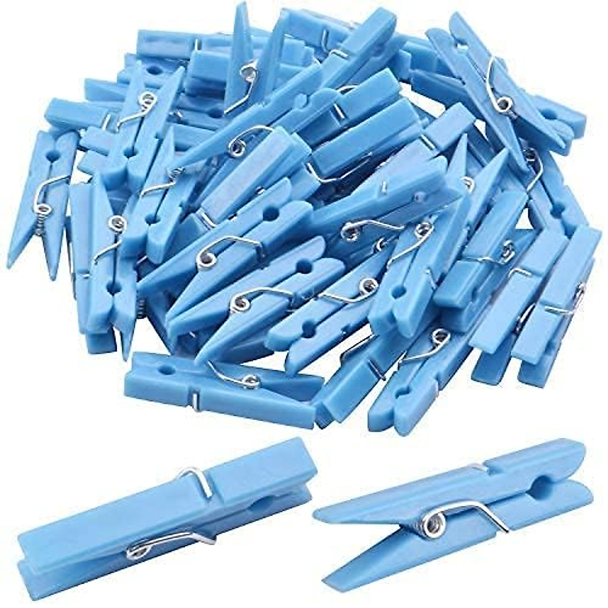 Jdesun 50 Pieces Photo Clips,Mini Plastic Picture Paper Clip Clothespins Peg for Office,Home,Arts(Blue)
