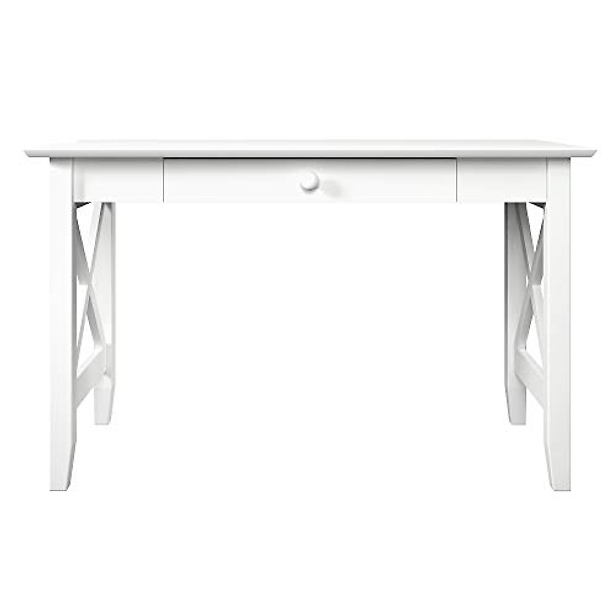 AFI 48" Solid Wood Writing Desk - Sturdy X Design - Home Office Desk with Drawer, Laptop Computer Work Study Table with USB Charger White
