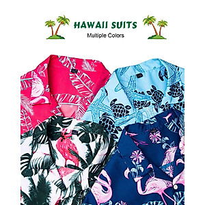 J.VER Men's Flamingos Hawaiian Shirts Casual Button Down Short Sleeve Shirt Printed Shorts Summer Beach Tropical Hawaii Shirt Suits