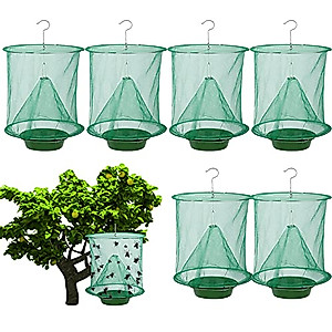6Pack Ranch Fly Trap - Reusable Fly Trap with Tray for Indoor Outdoor Hanging Farms,Stable,Garden,Orchard,Park