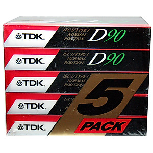 TDK Dynamic Performance D90 High Output IEC I / Type I - 5 Pack Audio Cassette Tapes