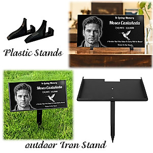 KAYUHAN Cemetery Memorial Stones Personalized Black Granite Headstone DIY Temporary or Permanent Grave Marker Outdoor Garden Memorial Plaque，headstones for Cemetery，Cemetery Decorations