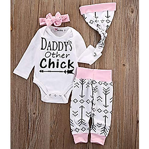 Emmababy Newborn Girls Clothes Baby Romper Outfit Pants Set Long Sleeve Summer Clothing (0-6Months, White 1)