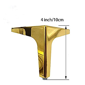 WANLIAN 4 Inch Furniture Legs, Metal Furniture Legs for Cabinet Sofa TV Stand Bookcase 4Pcs (Gold)
