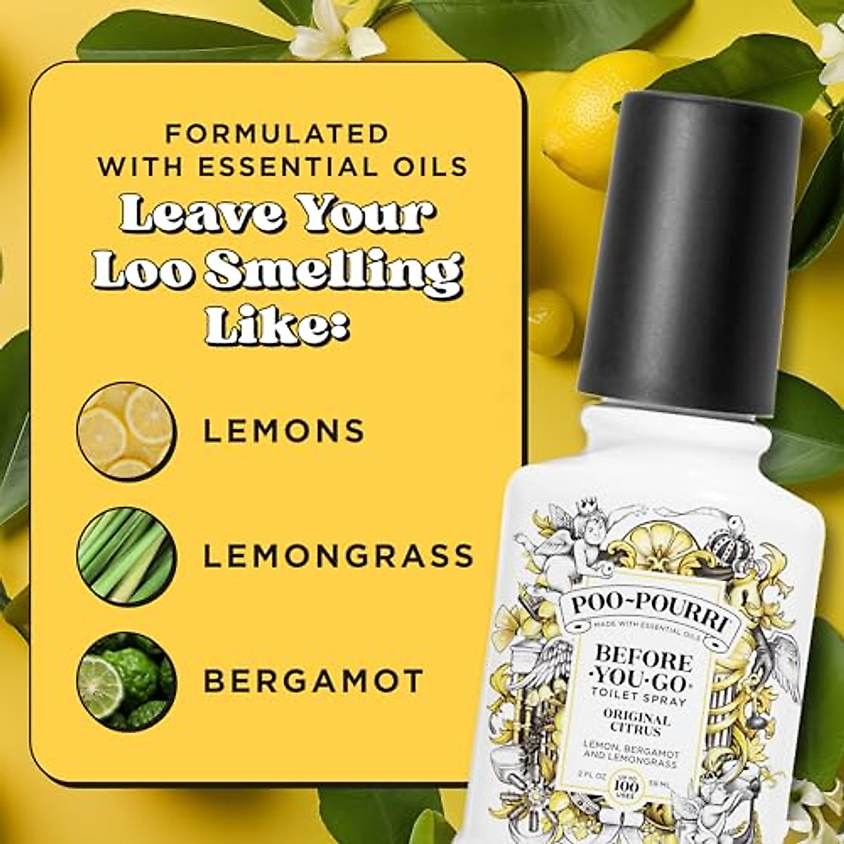 Poo-Pourri Before-You-Go Toilet Spray, Original Citrus, 2 Fl Oz - Lemon, Bergamot and Lemongrass