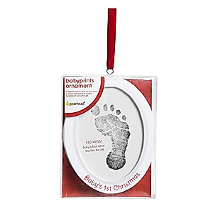 Pearhead Babyprints Double-Sided Christmas Photo Ornament with Clean Touch Ink Pad, Newborn Handprint or Footprint Kit, 2 Sided Baby's 1st Christmas Holiday Keepsake Ornament
