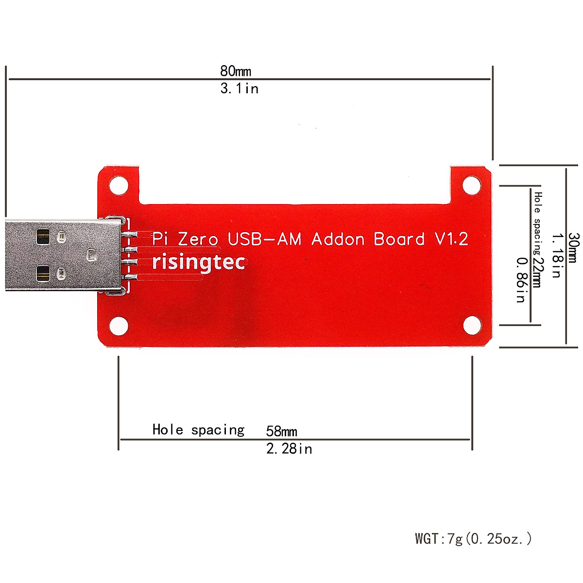 risingsaplings USB Type A Male Connector Dongle Expansion Breakout Board Module Kit for Raspberry Pi Zero/W