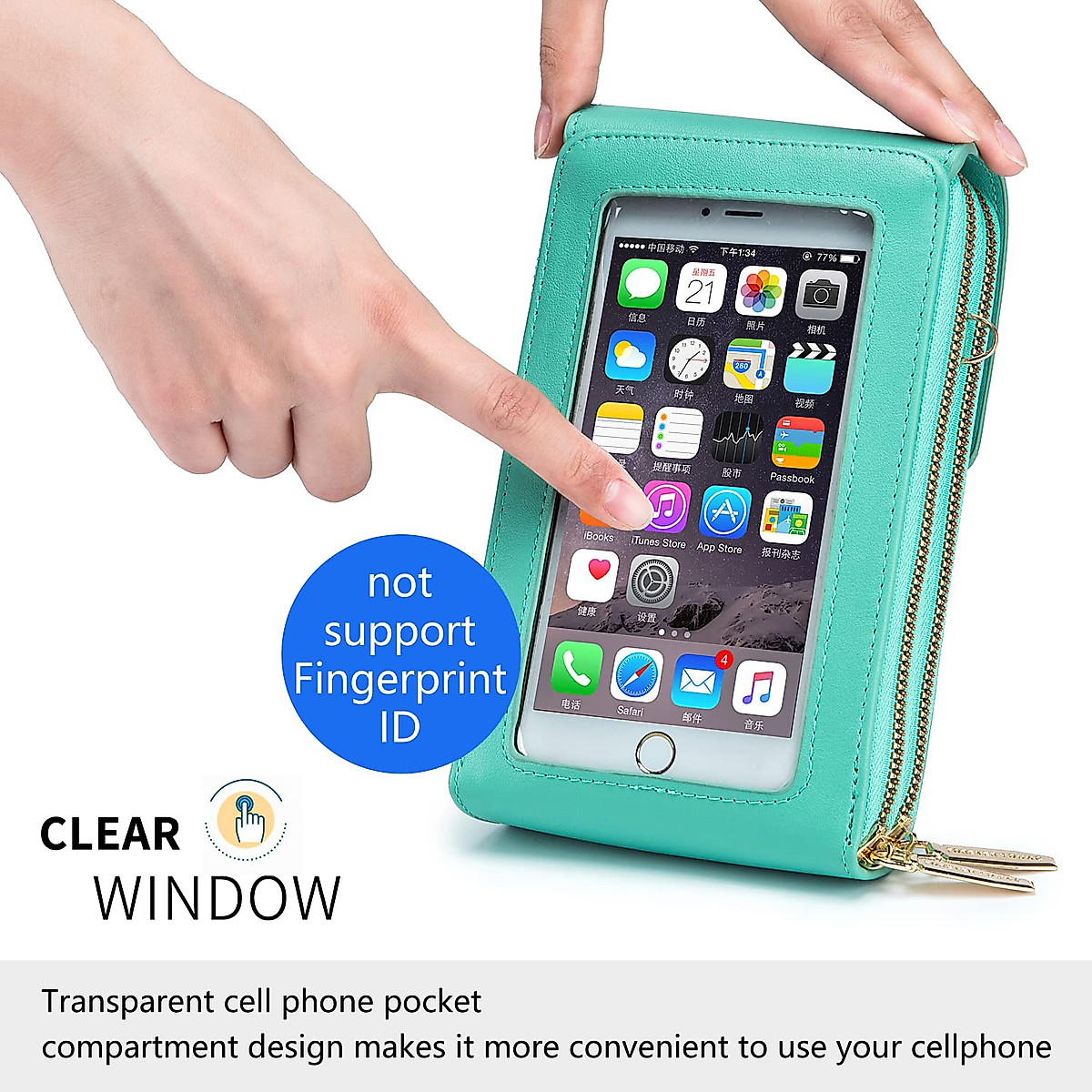 Roulens Small Crossbody Cell Phone Purse for Women, Touch Screen Bag Shoulder Handbag Wallet with Credit Card Slots