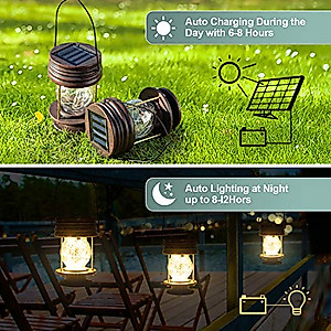 Hanging Solar Lanterns Outdoor - 20 LED Solar Powered Christmas Fairy Lights, Landscape Waterproof Lanterns lamp with Retro Design for Patio, Yard, Garden and Pathway Decoration (Warm Light)