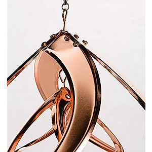 Wind & Weather Copper-Plated Dual Spiral Hanging Metal Wind Spinner, Steel, Ultra-Sensitive, Double Spinner, Kinetic Garden Art, Spinner 10" Dia. x 11" H, Chain 3" H