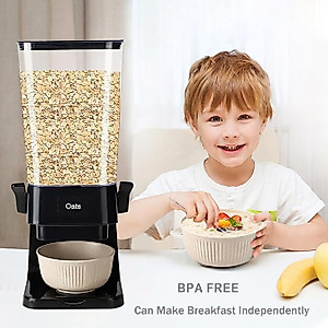 Qozzix Cereal Dispenser Countertop with Cereal Bowls,16 Labels & Pen, Cereal Containers Storage, Candy Dispenser, Dry Food Dispenser For Pantry - Not Easy to Crush Food (Black, 2 Pack)