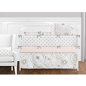Sweet Jojo Designs Blush Pink, Gold and Grey Star and Moon Girl Baby Nursery or Kids Room Small Fabric Toy Bin Storage Box Chest for Celestial Collection