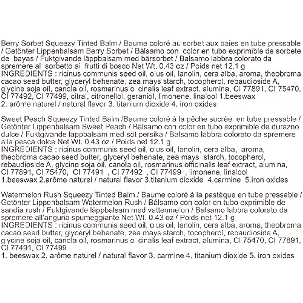 Burt's Bees Christmas Gifts, 3 Lip Care Stocking Stuffers Products, Squeezy Trio Tinted Lip Balm Set - Berry Sorbet, Sweet Peach & Watermelon Rush