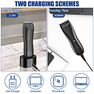 FAIRYLOVE Electric Groin Body Hair Trimmer Ball Trimmer for Men USB Recharge Dock Cordless Use Fully Waterproof Replaceable Ceramic Blade Pubic Hair Trimmer Body Groomer Kit for Men