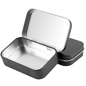 ZOENHOU 60 Pack Metal Rectangular Empty Hinged Tins, Black Mini Portable Box Containers, Tin boxes with Hinged Lids, Small Tins for Storage Home Organizer, 3.7 x 2.4 x 0.9 Inch