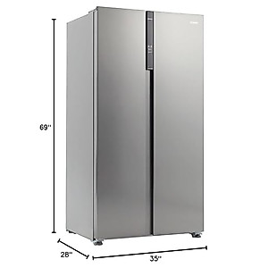 NUTRIFROST 21 cu.ft Large Capacity Side-by-Side Refrigerators Freezer Fridge - 2 Door Full Size Refrigerator for Kitchen Office Commercial LED Display Frost Free Freestanding